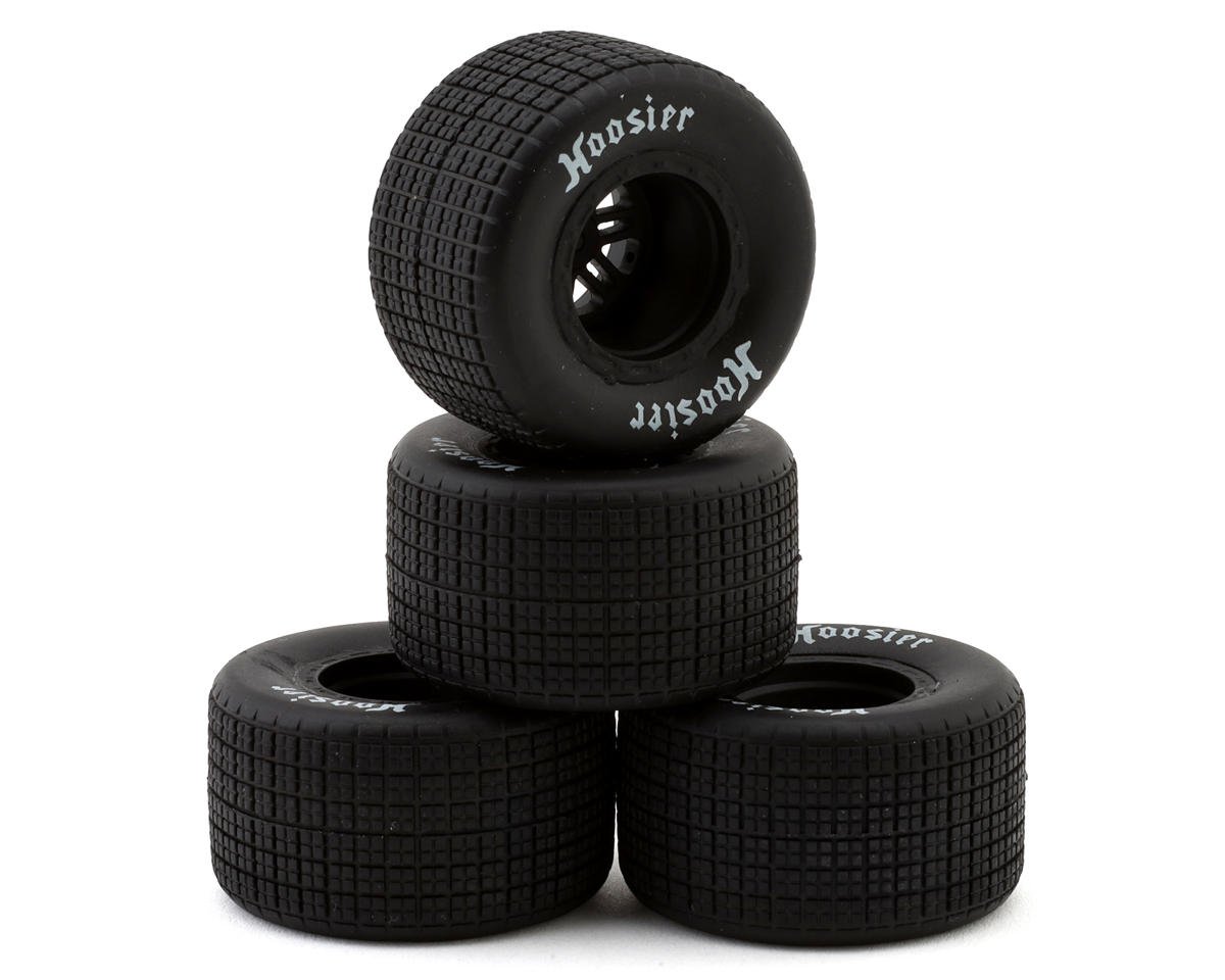 1RC Racing Pre-Mounted 1/18 Late Model Hoosier Tires (Black) (4) (F/R ...