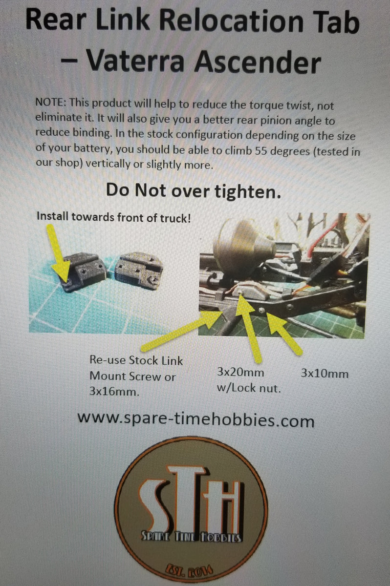 Vaterra Ascender K5: Rear Link Relocation Tab – RC Addict